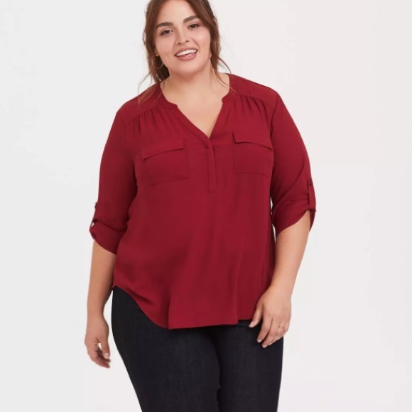 torrid | Tops | Torrid Harper Three Quarter Sleeve Blouse X | Poshmark